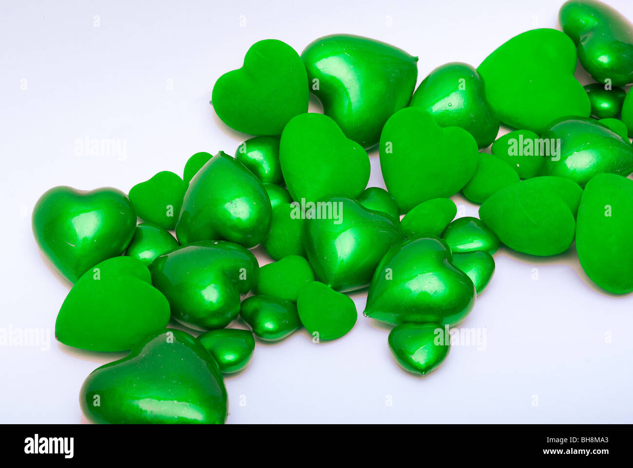 Green Hearts Flowing Stock Photo - Alamy