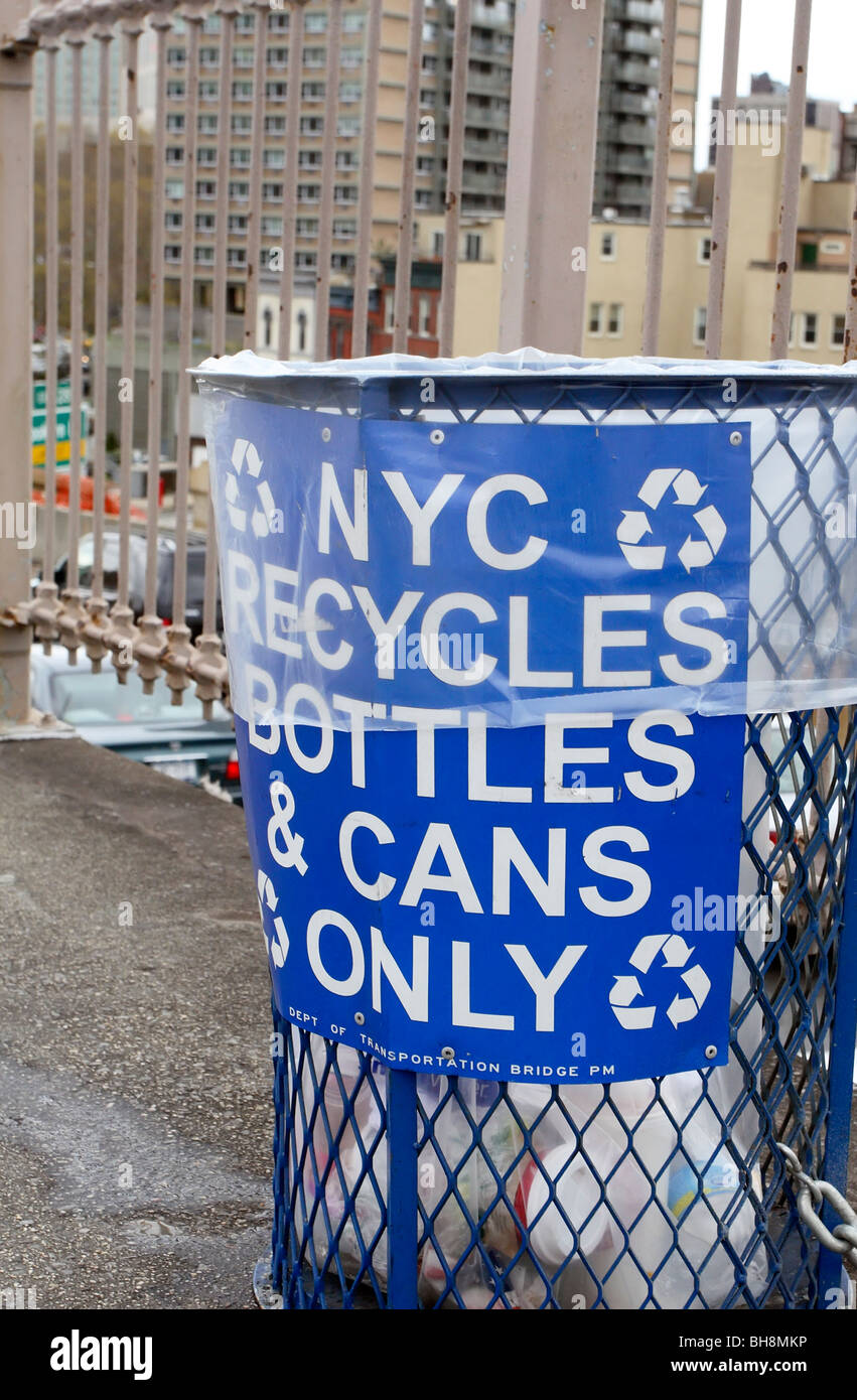 Recycling can in Brooklyn, New York City Stock Photo - Alamy