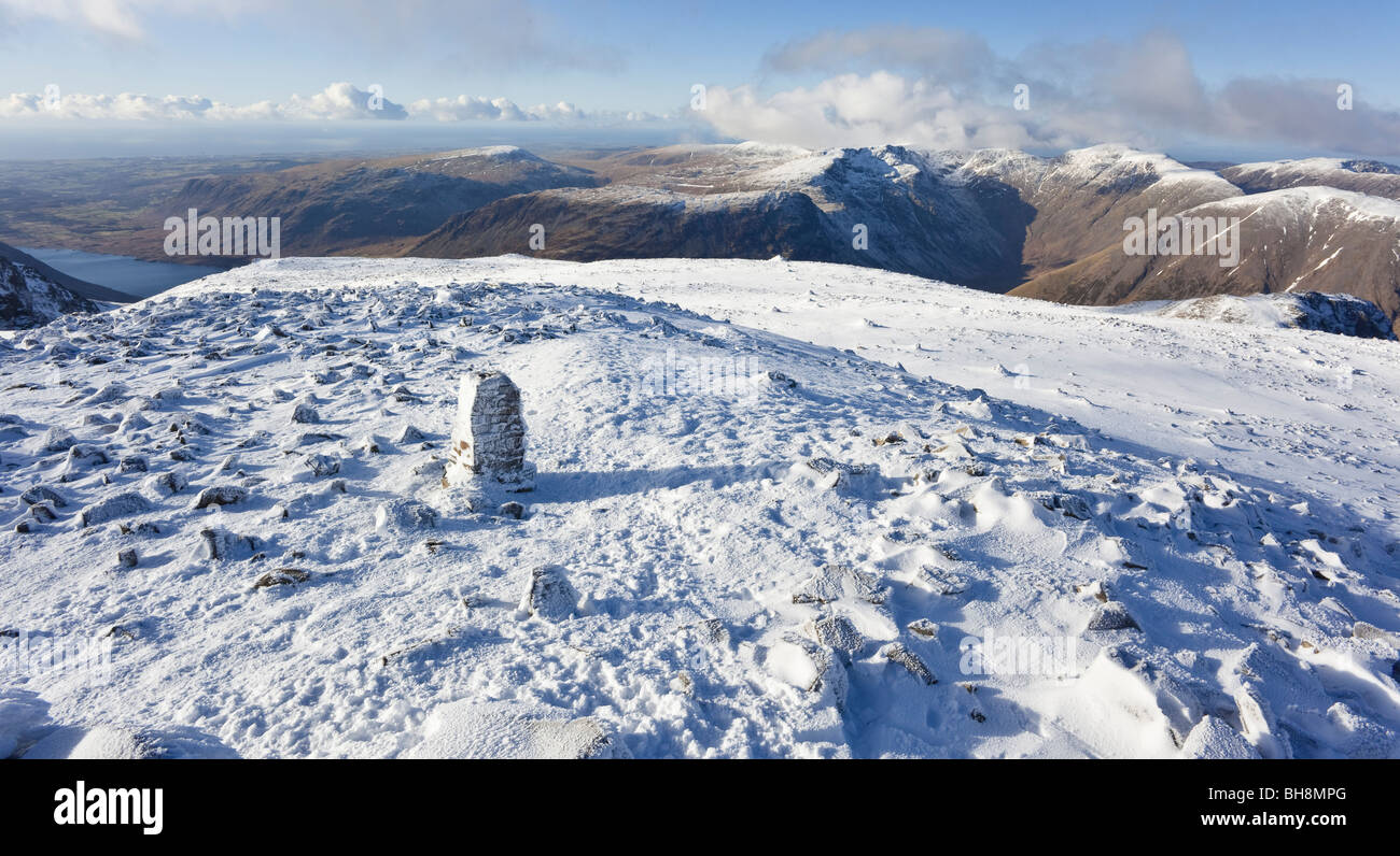 Trig Pillar on the summit of Scafell Pike Stock Photo - Alamy