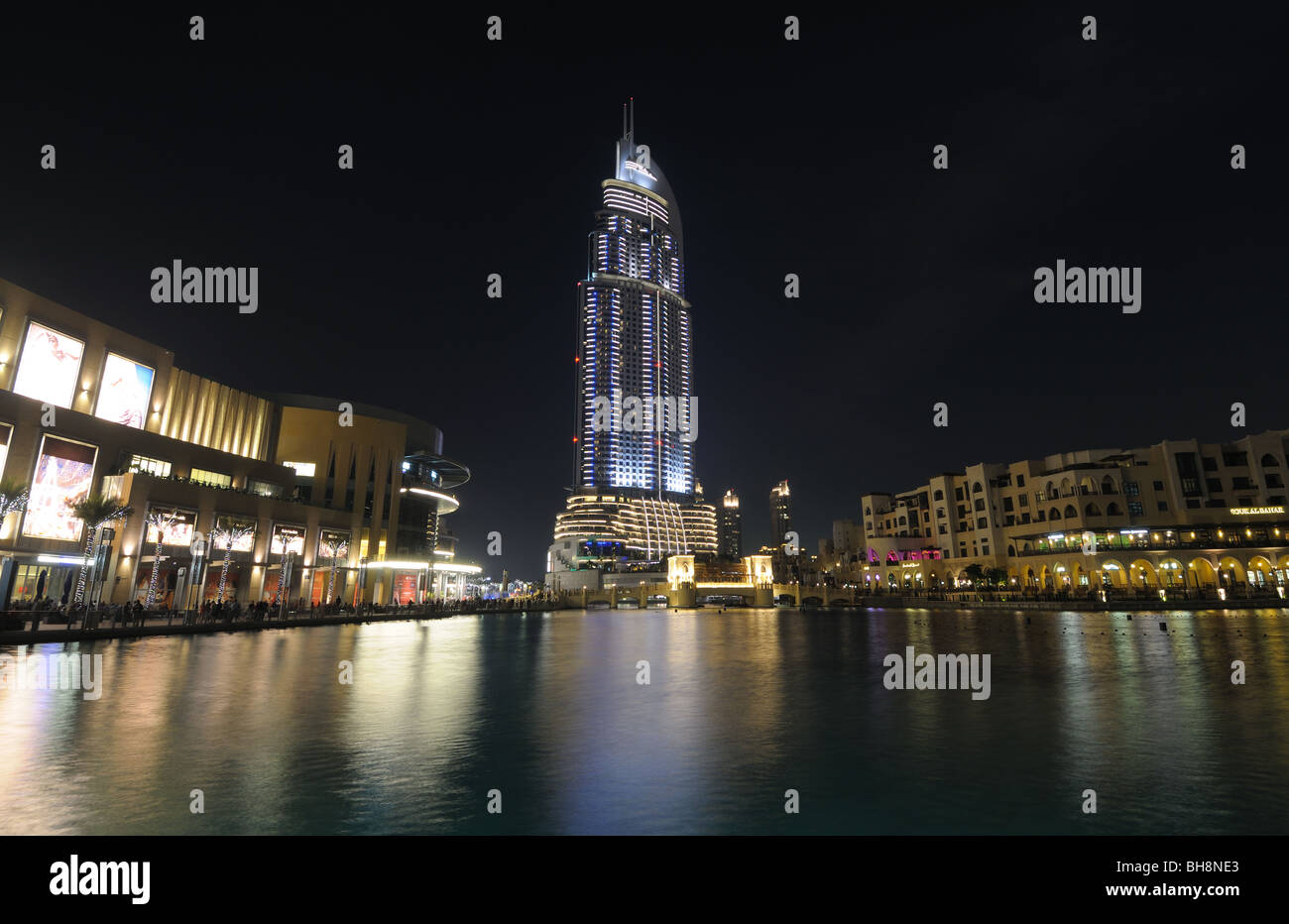 Downtown Burj Khalifa at night. Dubai United Arab Emirates Stock Photo ...