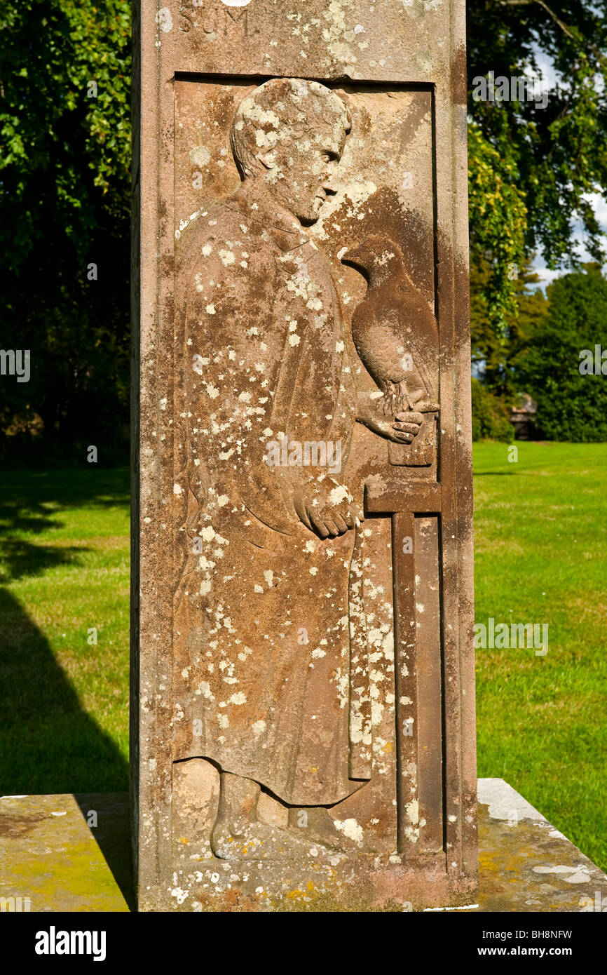 Detail of stone cross in village of Wreay in Cumbria England designed ...