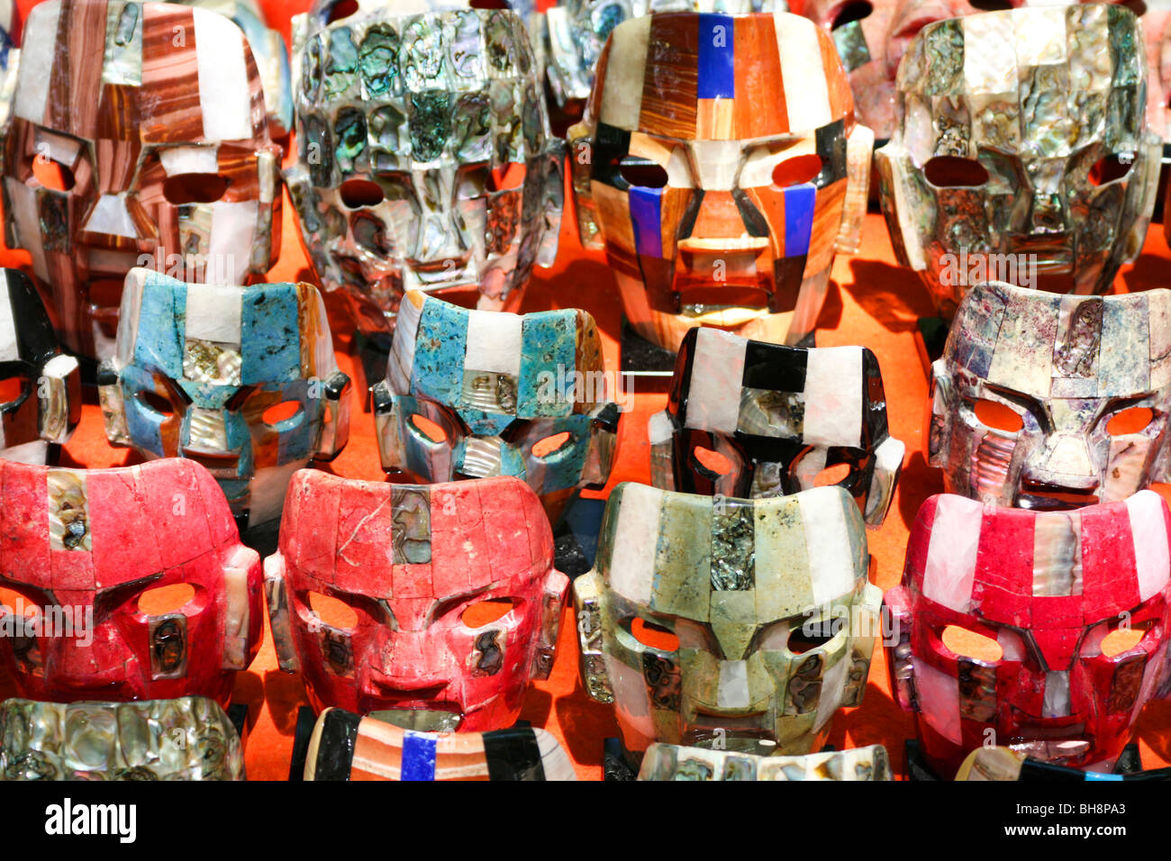 Colorful Mayan masks - Chichen Itza, Mexico Stock Photo - Alamy