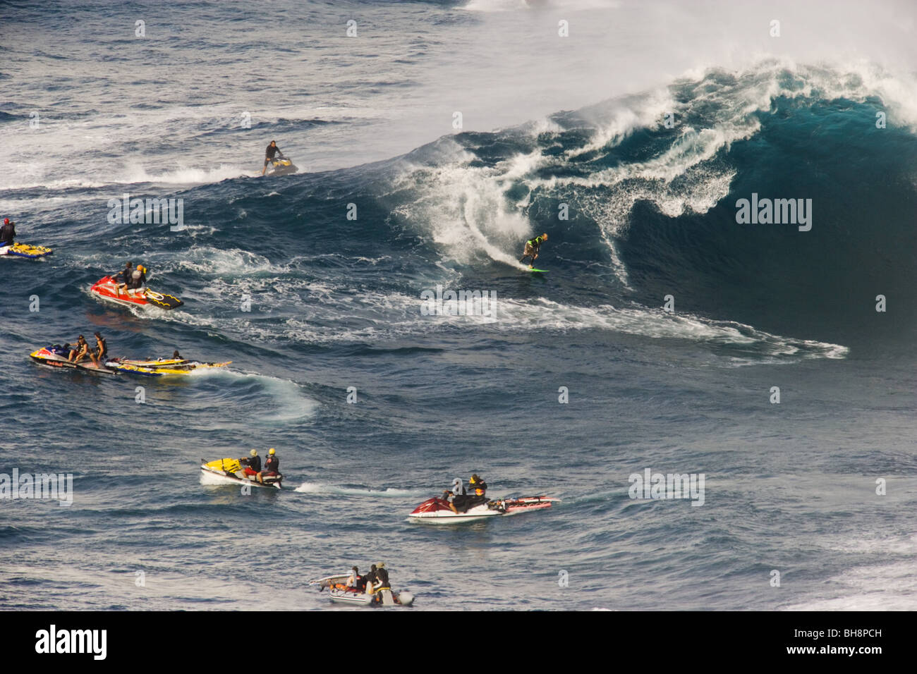 Surfing at Jaws; Maui , Hawaii Stock Photo - Alamy