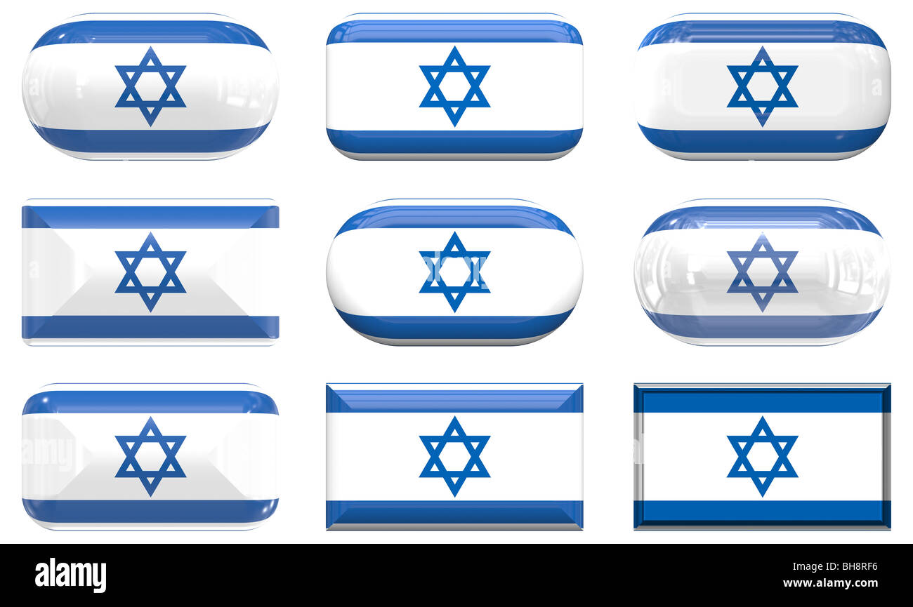 nine glass buttons of the Flag of Israel Stock Photo - Alamy