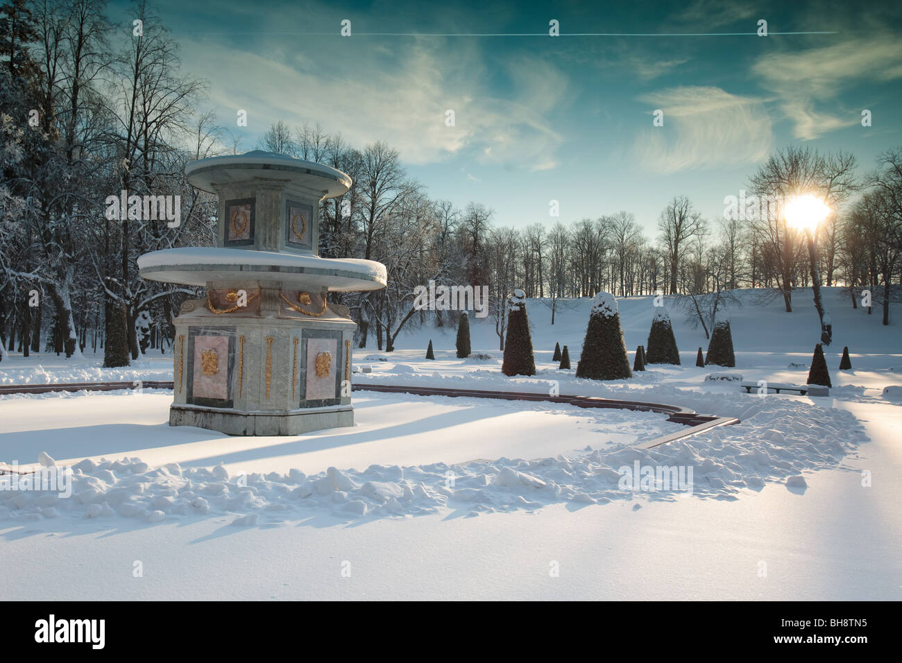 Russian winter. Peterhof. Petrodvorets. Lower Gardens of Petergof Stock ...