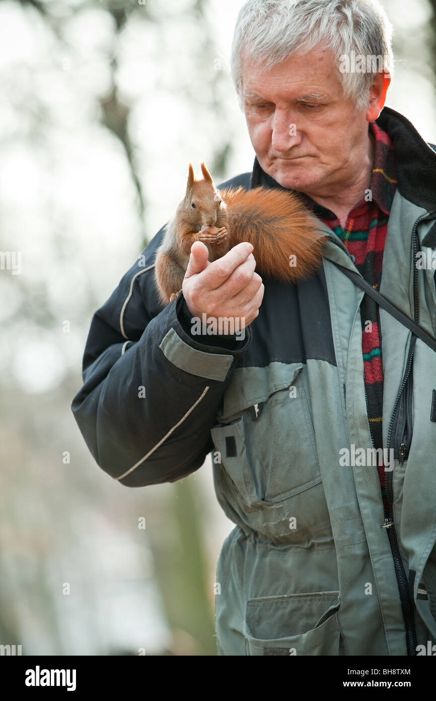 Man feeding squirrels hi-res stock photography and images - Alamy