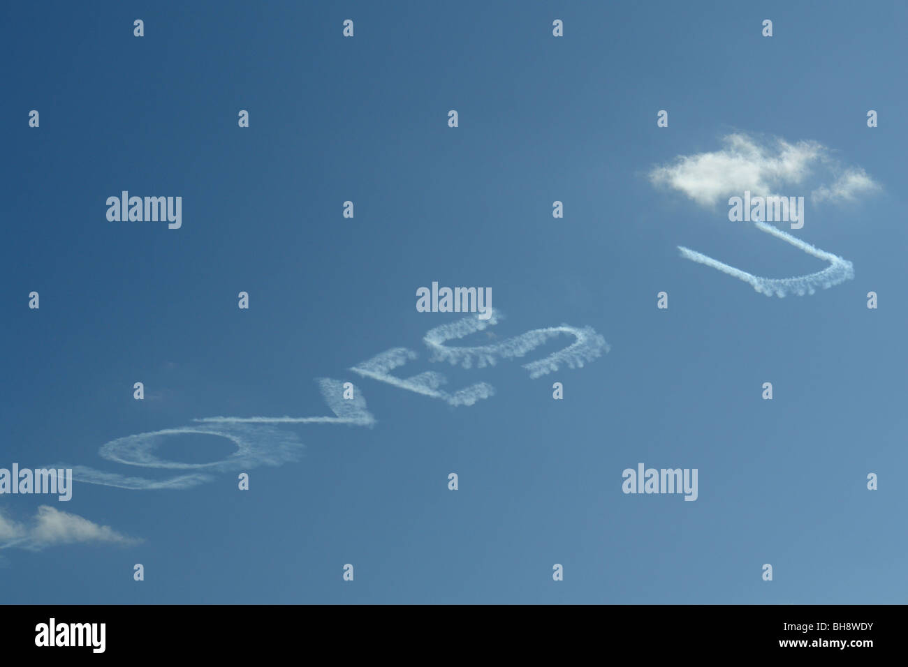 AJD64447, sky, letters, airplane Stock Photo - Alamy