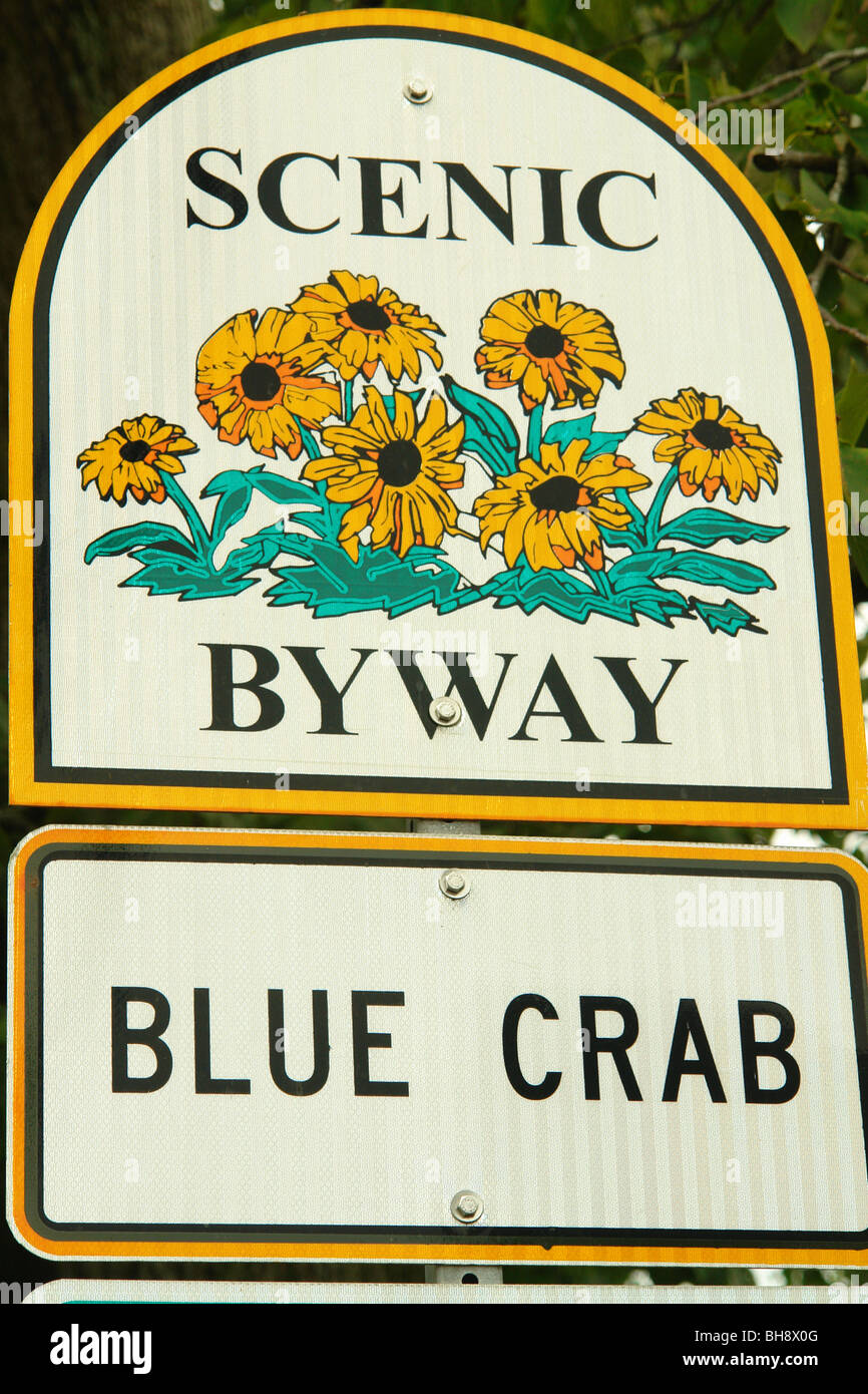 AJD64116, Snow Hill, MD, Maryland, Scenic Byway, Blue Crab, road sign ...