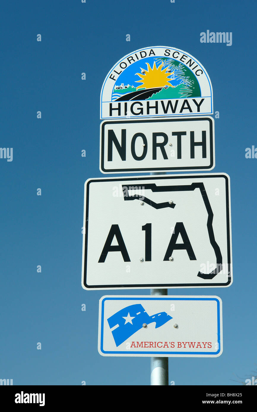 AJD64621, FL, Florida, A1A, Florida Scenic Highway, road sign Stock ...