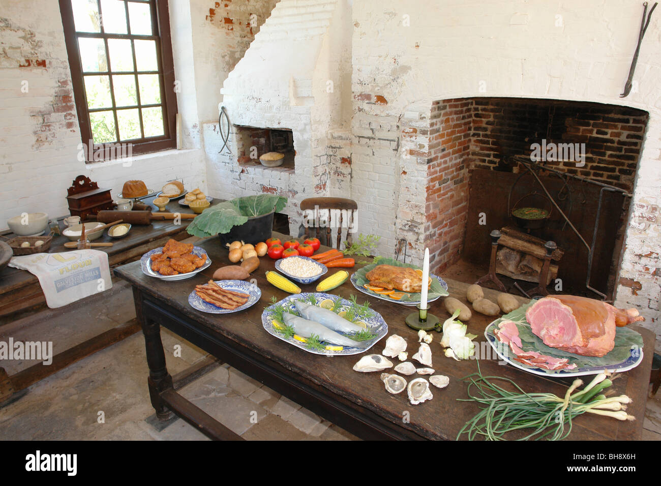 AJD64153, Charles City, VA, Virginia, Shirley Plantation, kitchen Stock ...