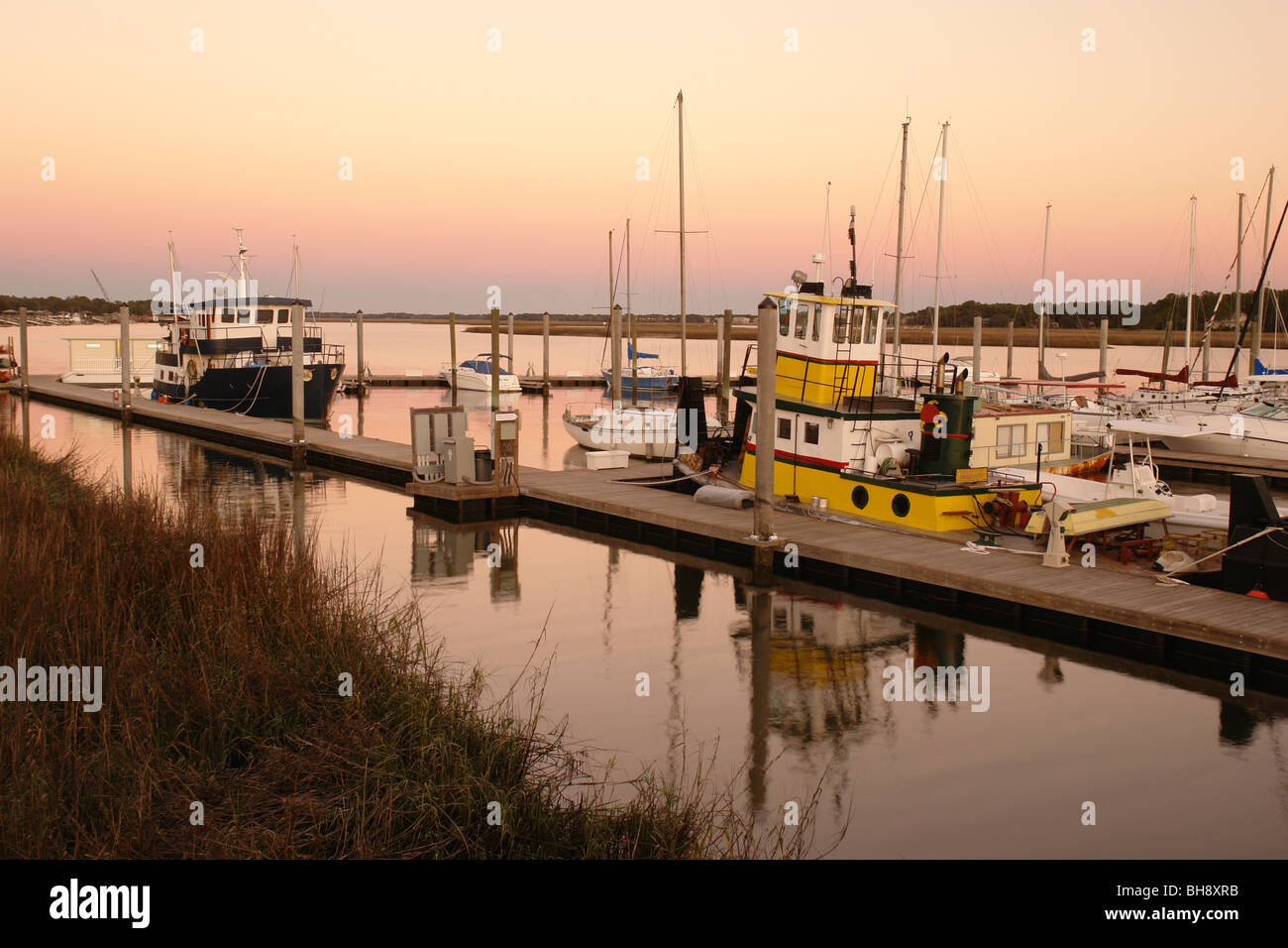 AJD64830, Hilton Head Island, SC, South Carolina, marina, sunset Stock ...
