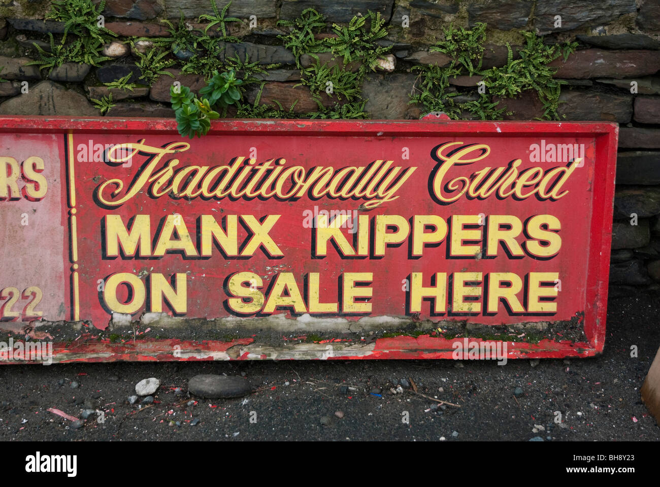 Traditionally Cured Manx Kippers handpainted sign Stock Photo - Alamy