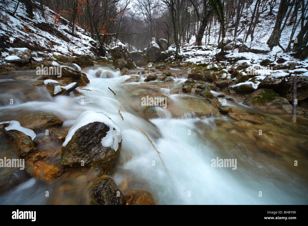 Winter brook in the mountains Stock Photo - Alamy