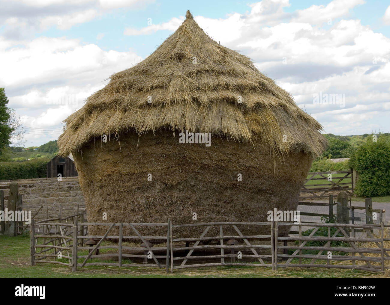 Circular Haystack at Beamish Open Air Museum's Home Farm Stock Photo ...
