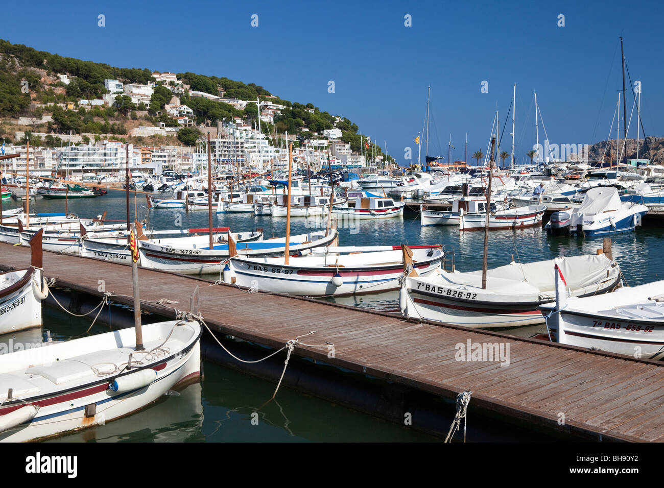 Fishing Boats at Port of Estartit, Costa Brava, Catalonia, Spain Stock ...
