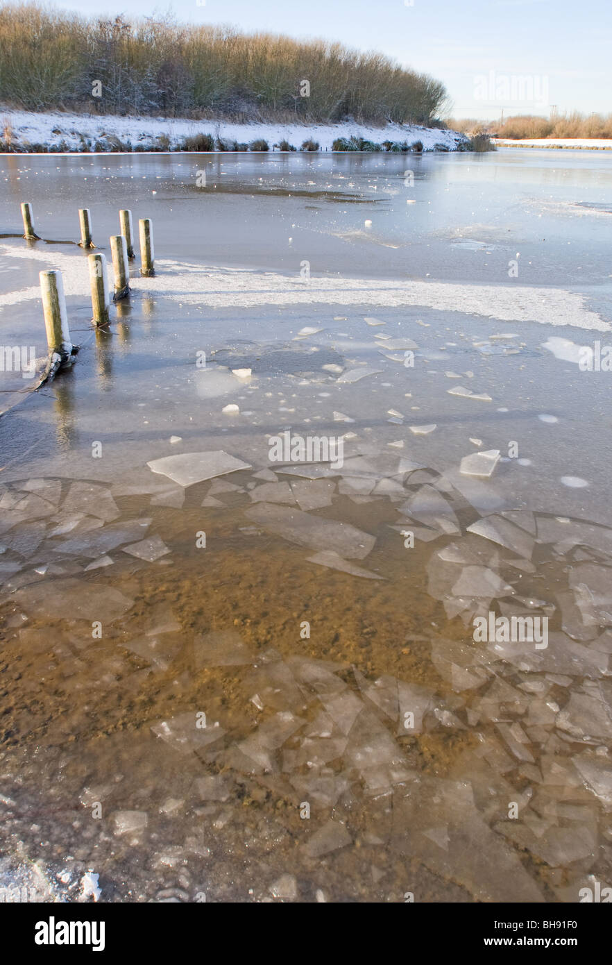 Broken Ice on a lake Stock Photo - Alamy