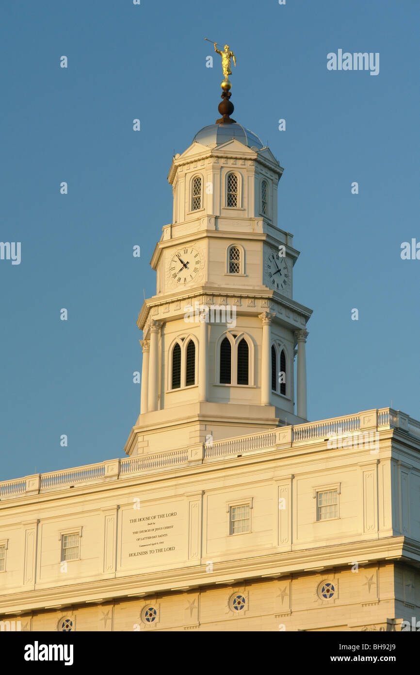 AJD65165, Nauvoo, IL, Illinois, Nauvoo Temple, Mormon Church, steeple ...