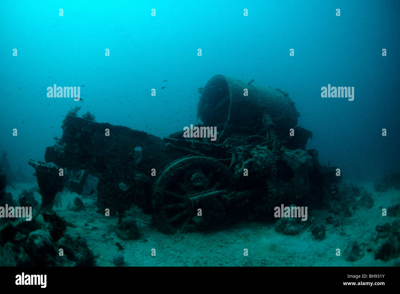 Railway Engine at SS Thistlegorm Wreck, Strait of Gubal, Red Sea, Egypt ...