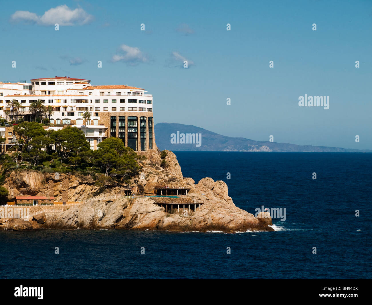 Hotel on the rock coast in Sa Tuna closed to Begur,Northen Spain Stock ...