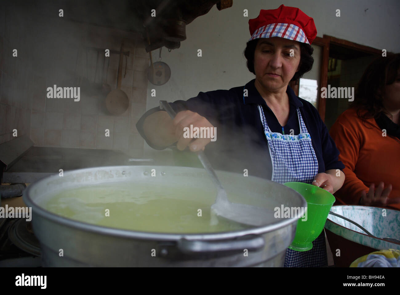 Making mozzarella at La Sorgente farm, near Sorrento, Campania, Italy ...