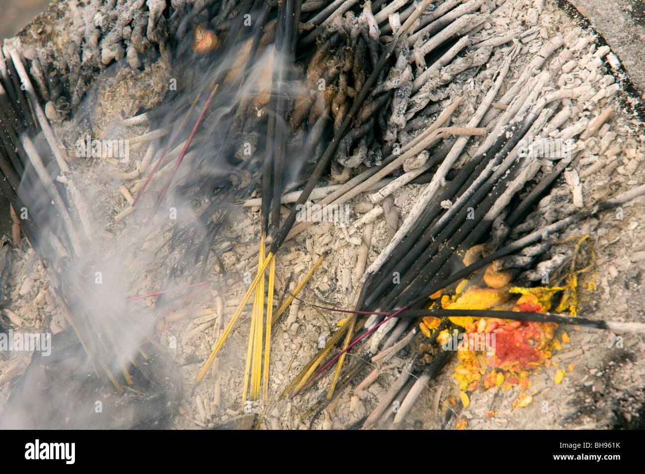 traditional buddhist incense sticks at the swayambunath stupa shrine ...
