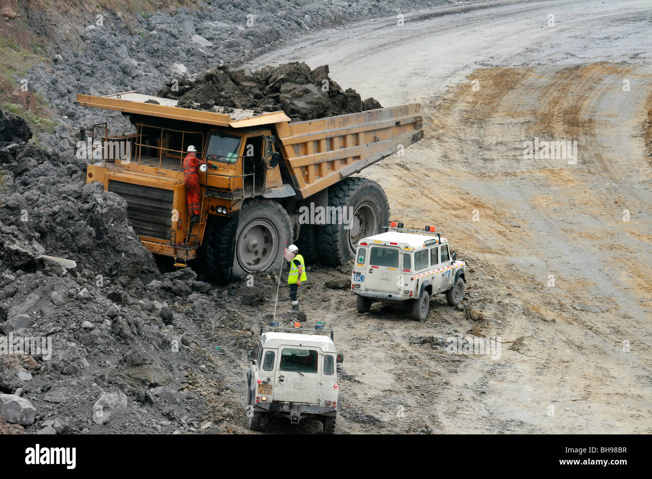 Vehicles working in a quarry in Northumberland, UK Stock Photo - Alamy