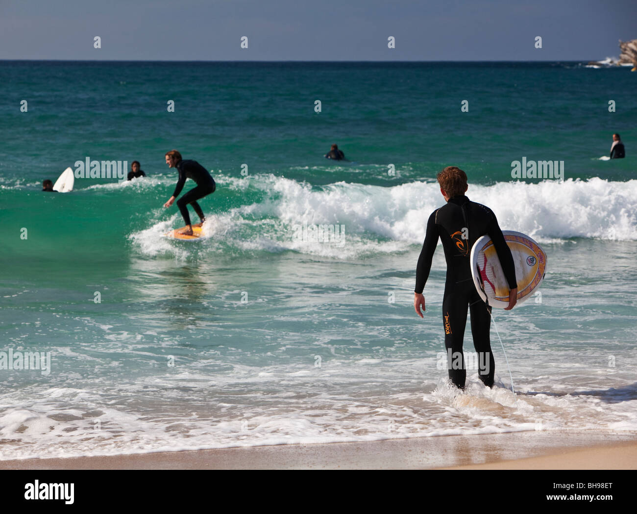 Surfing at Baleal beach Peniche Estremadura Portugal Stock Photo - Alamy