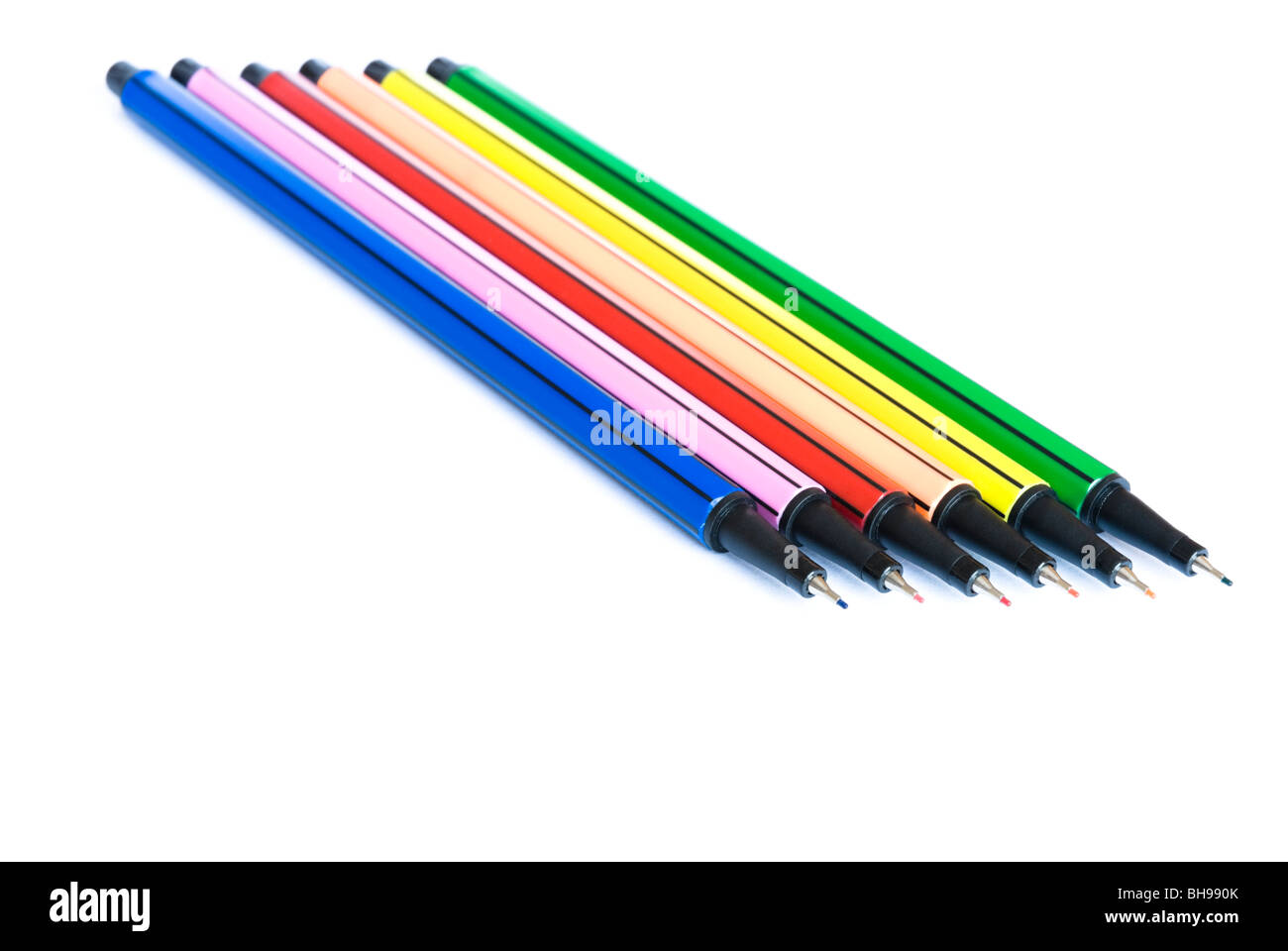 A bunch of colorful pens isolated on white background Stock Photo - Alamy