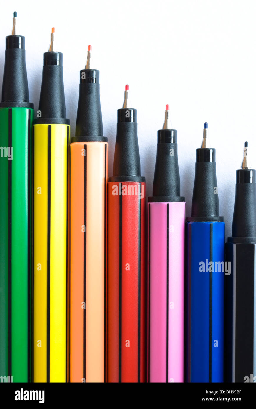 A bunch of colorful pens isolated on white background Stock Photo - Alamy