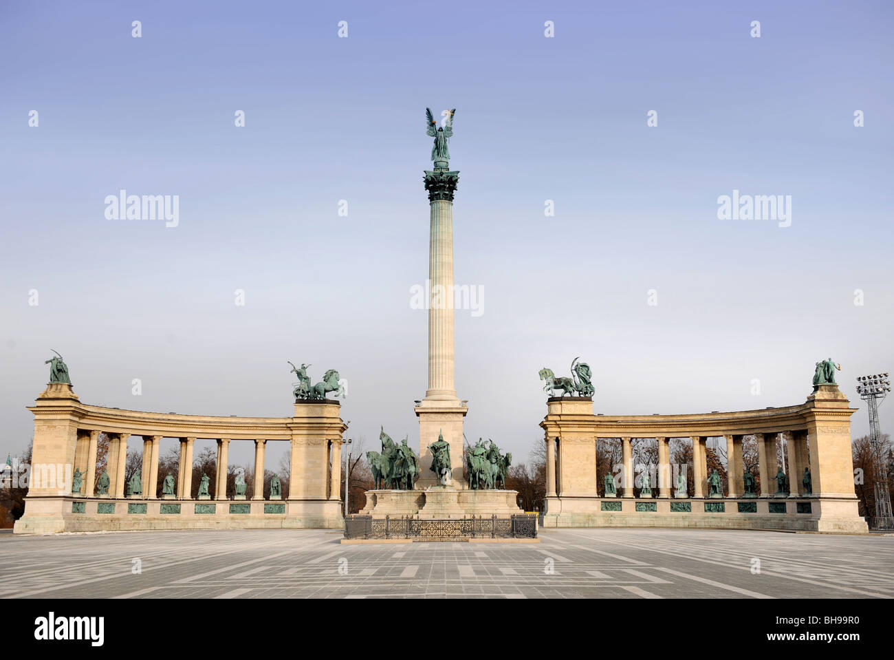 Heroes Square with The Millennial Monument in Budapest Hungary Stock ...