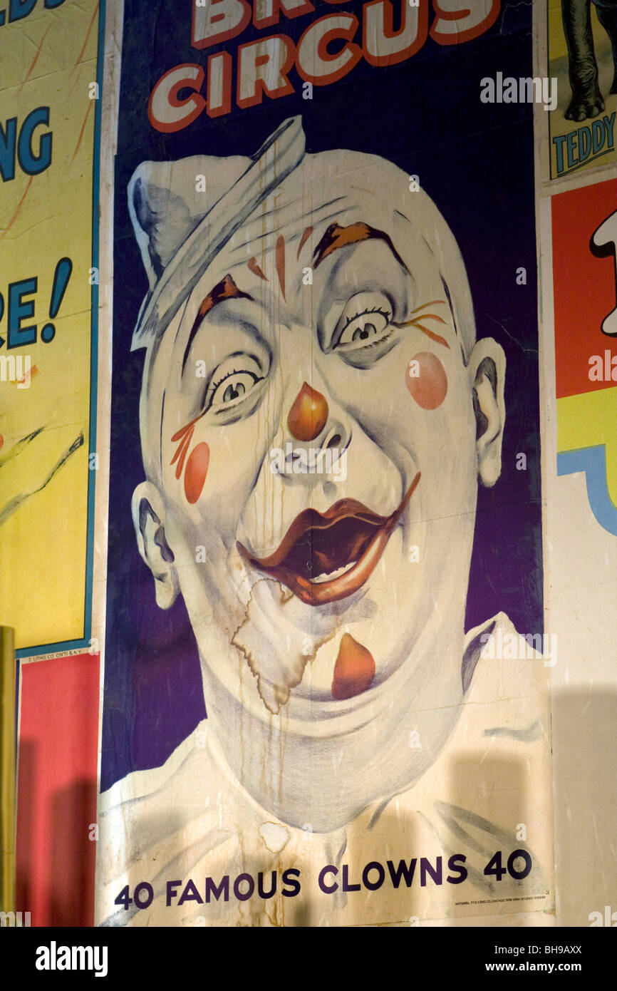 Antique clown Poster at Circus World Museum, Baraboo, Wisconsin USA, North America Stock Photo ...
