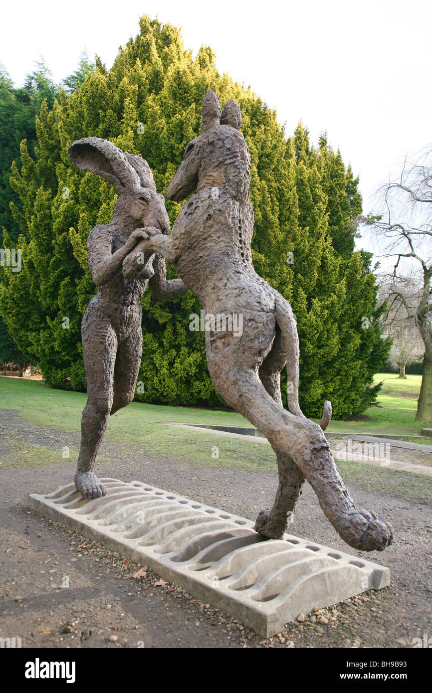 Lady Hare and fox sculpture by Sophie Ryder Stock Photo - Alamy