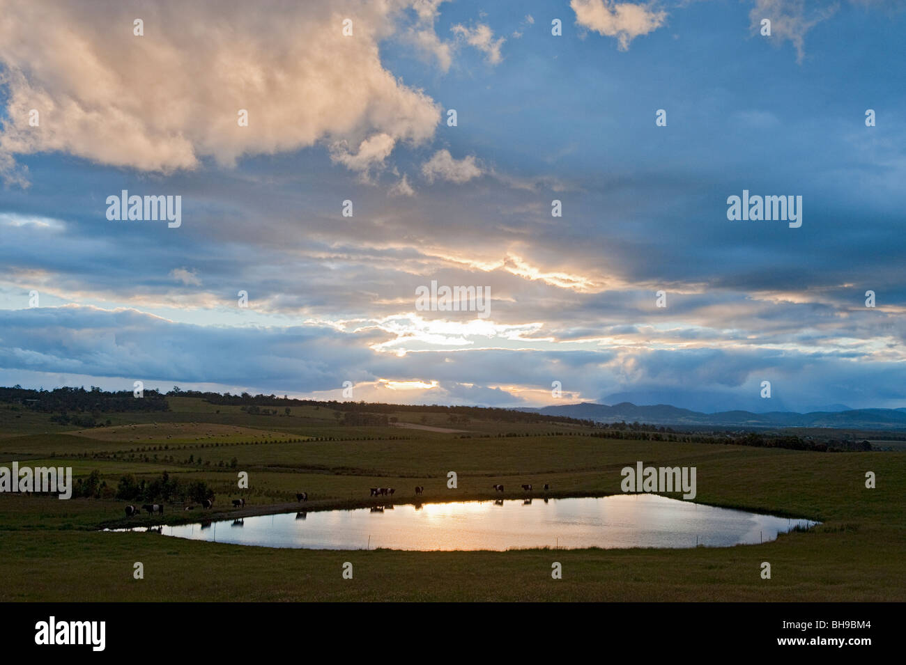 Fantastic Tasmanian Sunset and Landscape Along the A9 Highway towards ...