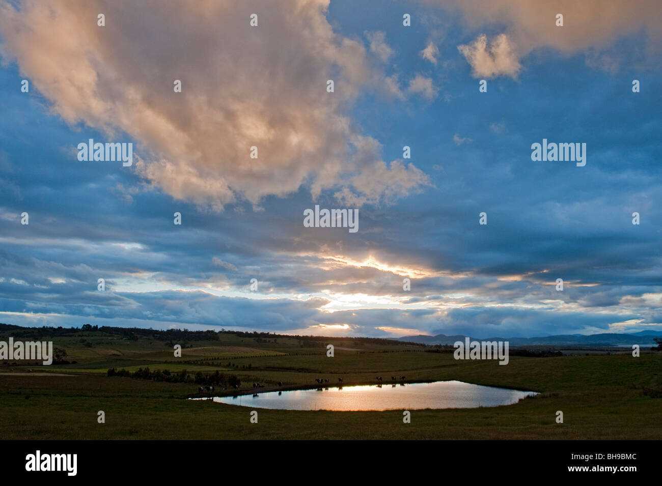 Fantastic Tasmanian Sunset and Landscape Along the A9 Highway towards ...