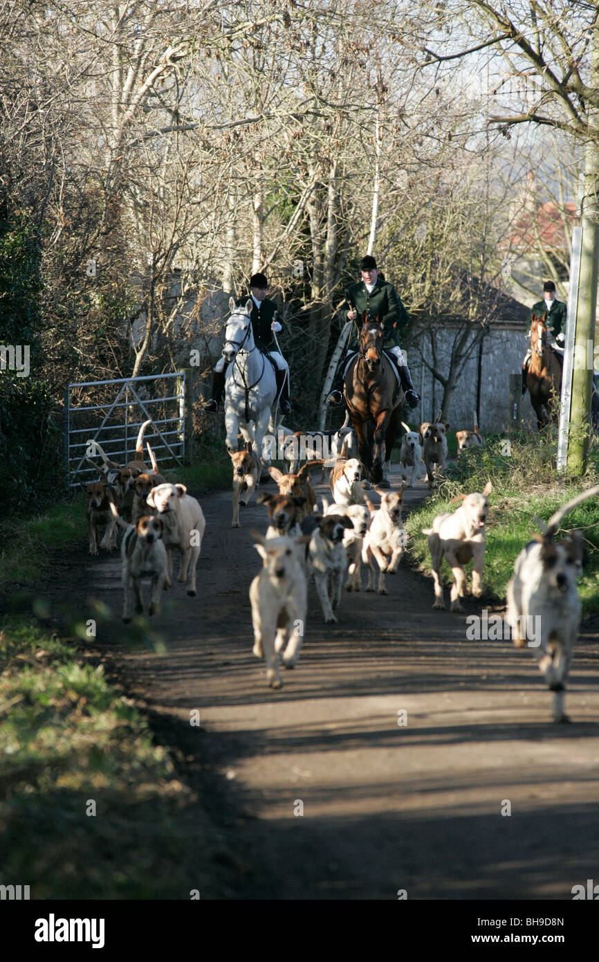 The Boxing Day hunt in the town of Axbridge, Somerset, England Stock ...
