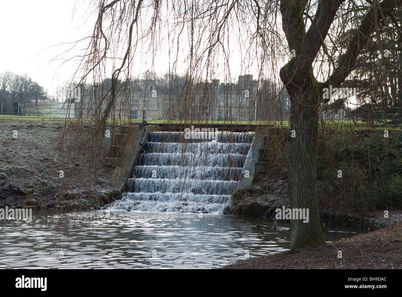 Waterfall at Leeds Castle Stock Photo - Alamy