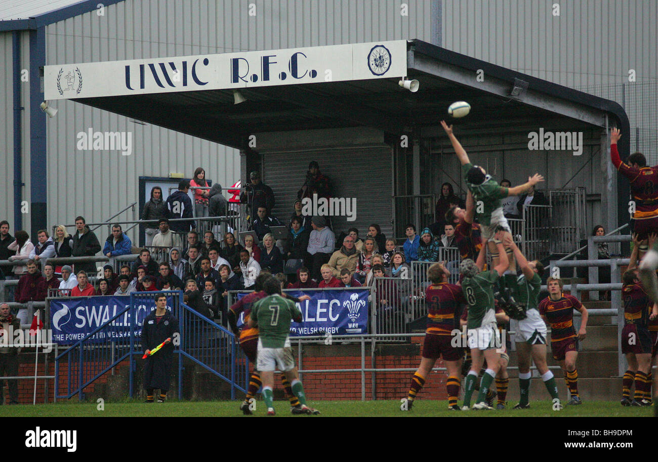 A lineout during a rugby match at Cyncoed Campus, University of Wales ...