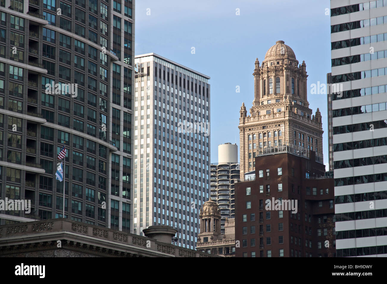Chicago skyscrapers. Domed building is 35 E Wacker Drive Stock Photo ...