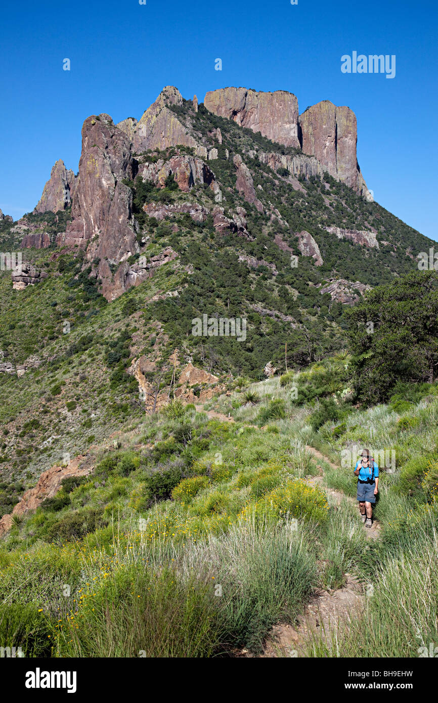 Backpacker on the Lost Mine Trail Big Bend National Park Texas USA ...