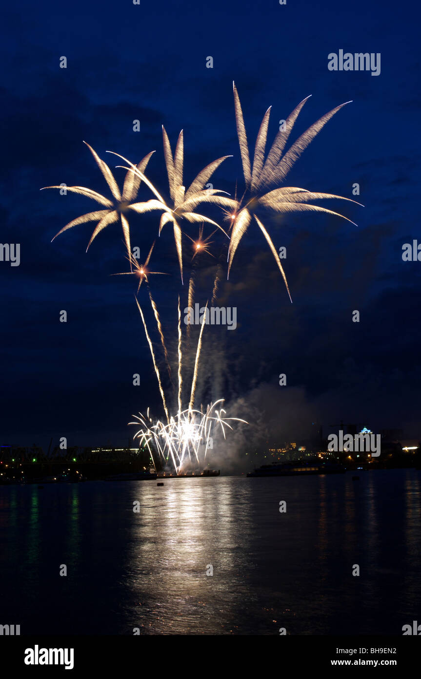 Night city fireworks over water Stock Photo - Alamy