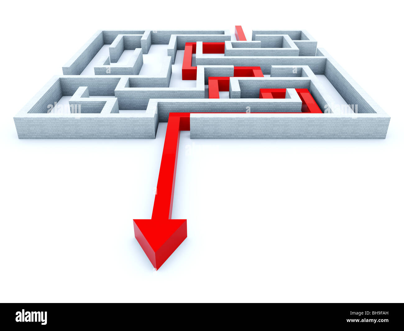 Red path across labyrinth isolated on white Stock Photo - Alamy