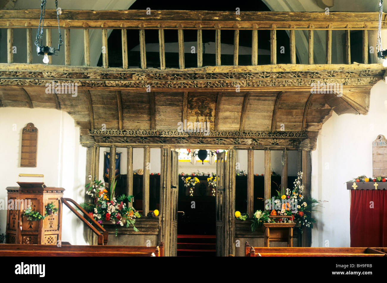 Llaneilian church interior roodscreen, St. Eilian church, Anglesey ...