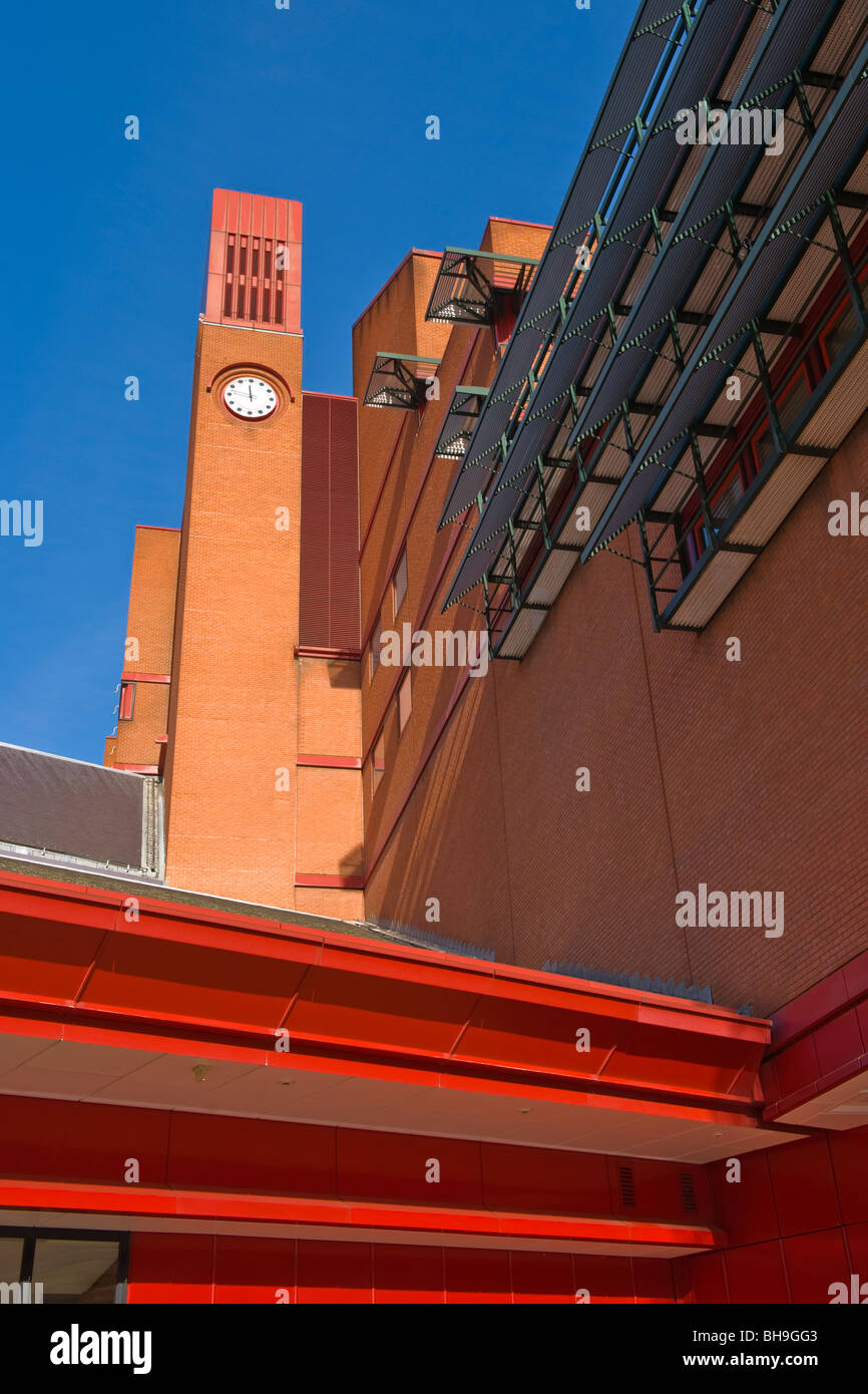 The British Library , detail of modern library & conference centre or ...