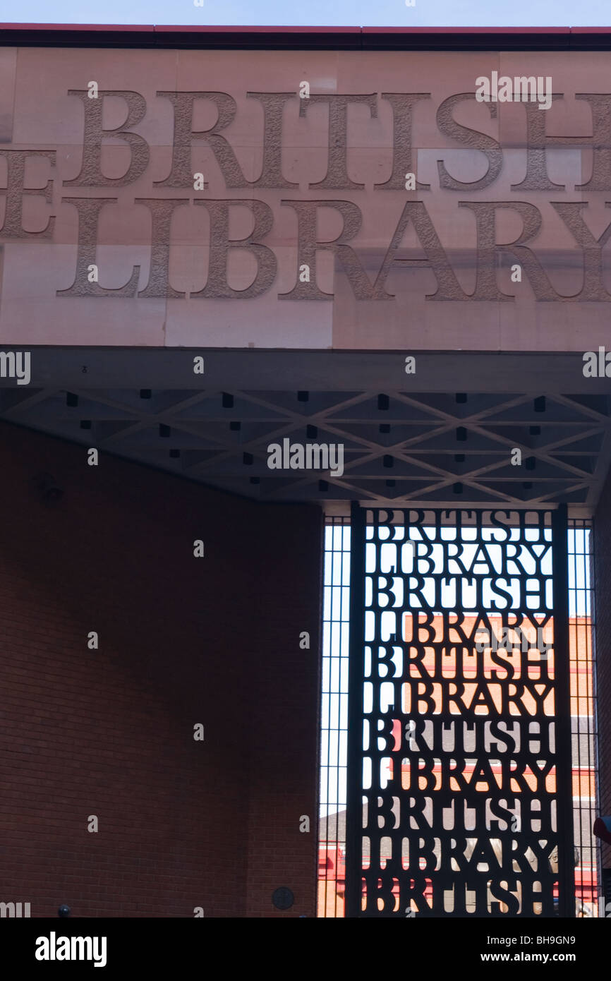 The British Library , King's Cross St Pancras , main gate detail from ...