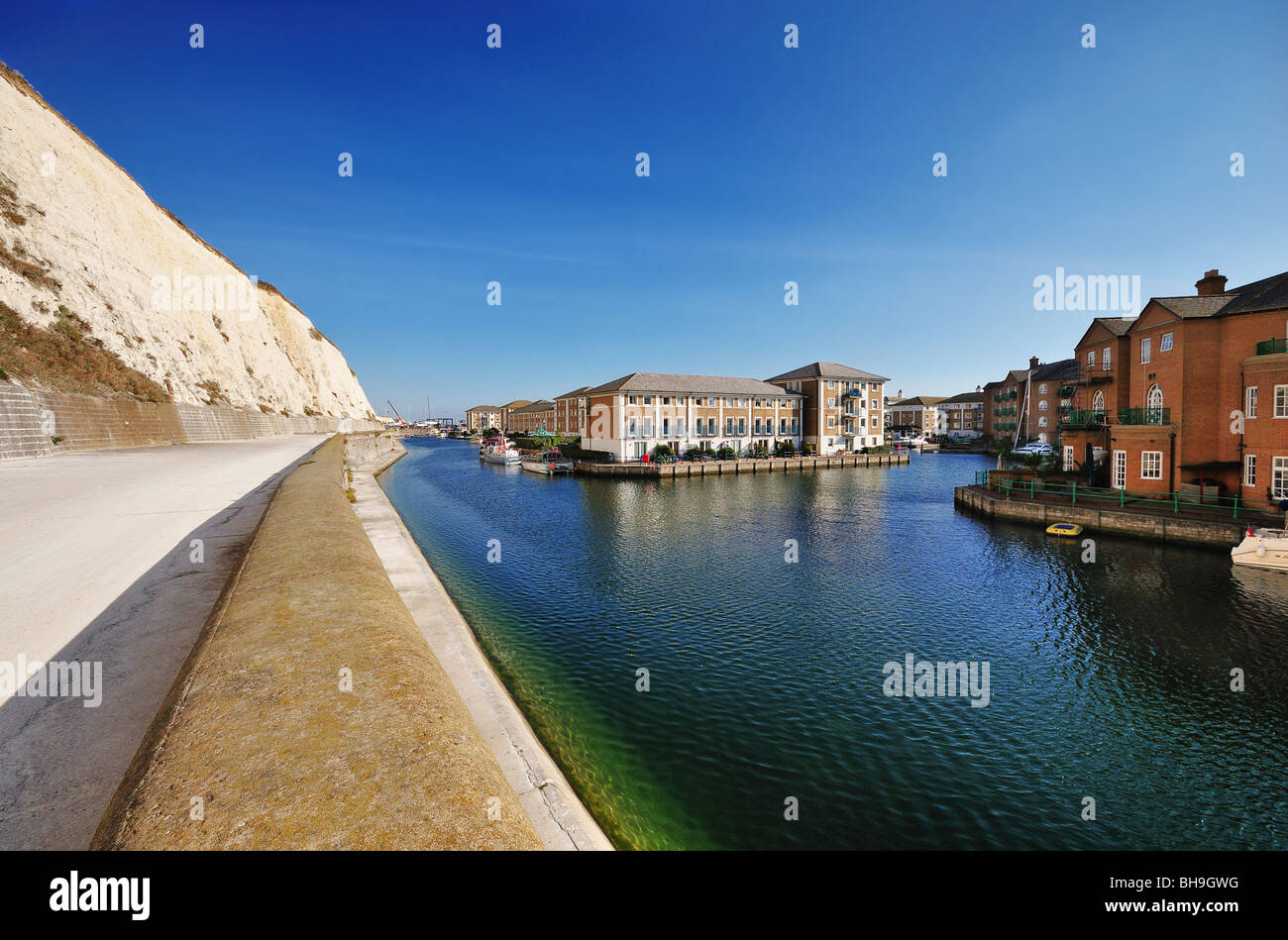 Brighton Marina viewed from the Undercliff Walk, East Sussex, England ...