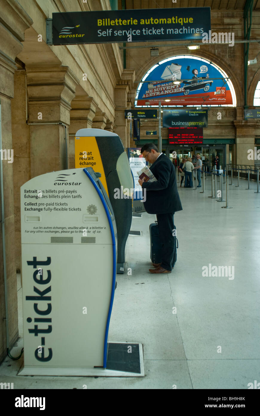 Paris, France- Inside "Gare du Nord" Train Station, Businessman Buying ...