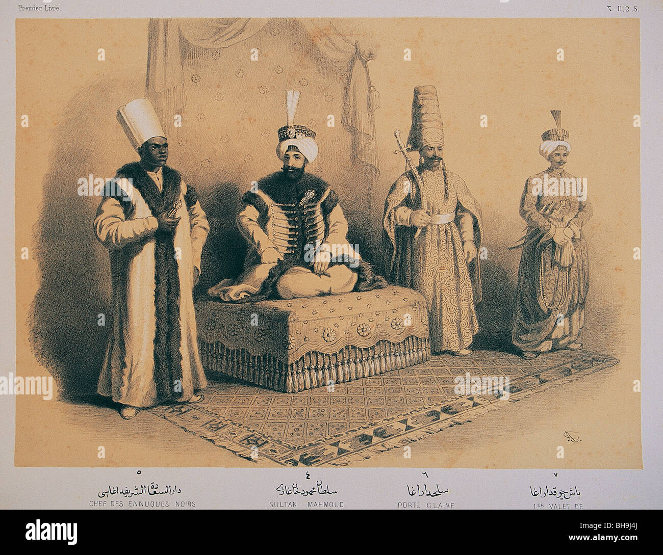 Miniature of Ottoman Janissary soldiers with Ottoman Sultan Selim ...