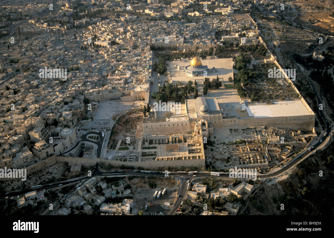 Israel, an aerial view of Jerusalem Old City and Jerusalem ...