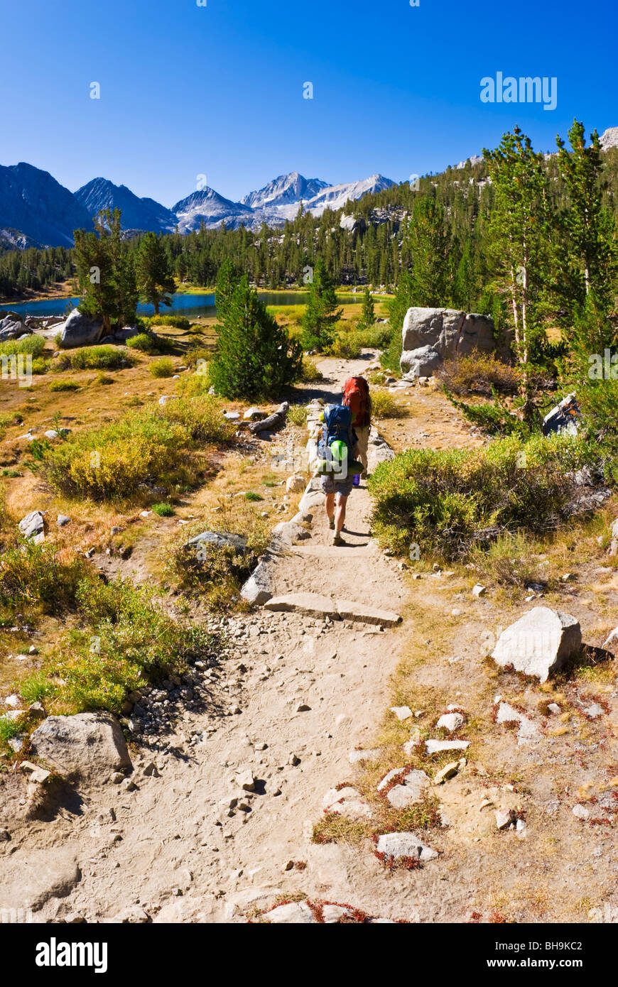 Backpackers in Little Lakes Valley, John Muir Wilderness, Sierra Nevada ...