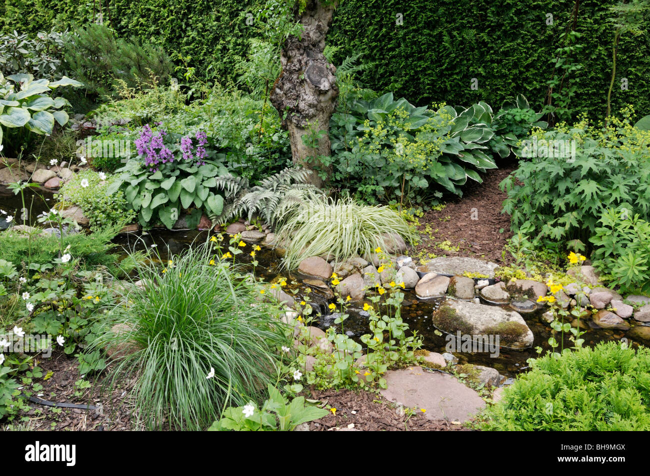 Perennial garden with brook. Design: Marianne and Detlef Lüdke Stock ...